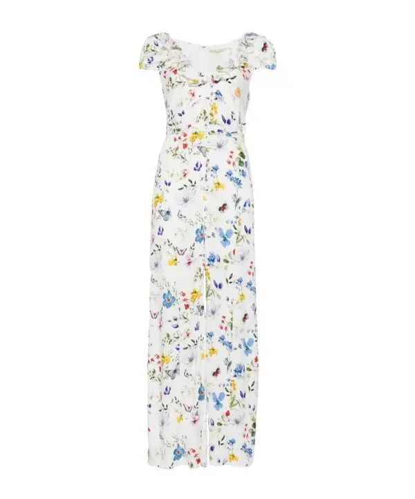 ALICEOLIVIA Tara Ruffled Floral Slip Midi Dress