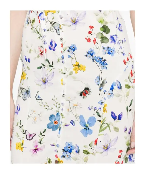 ALICEOLIVIA Tara Ruffled Floral Slip Midi Dress