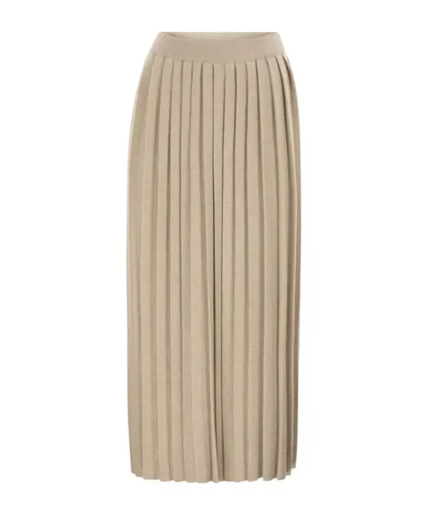 Fabiana Filippi Pleated Knit Maxi Skirt - Nude