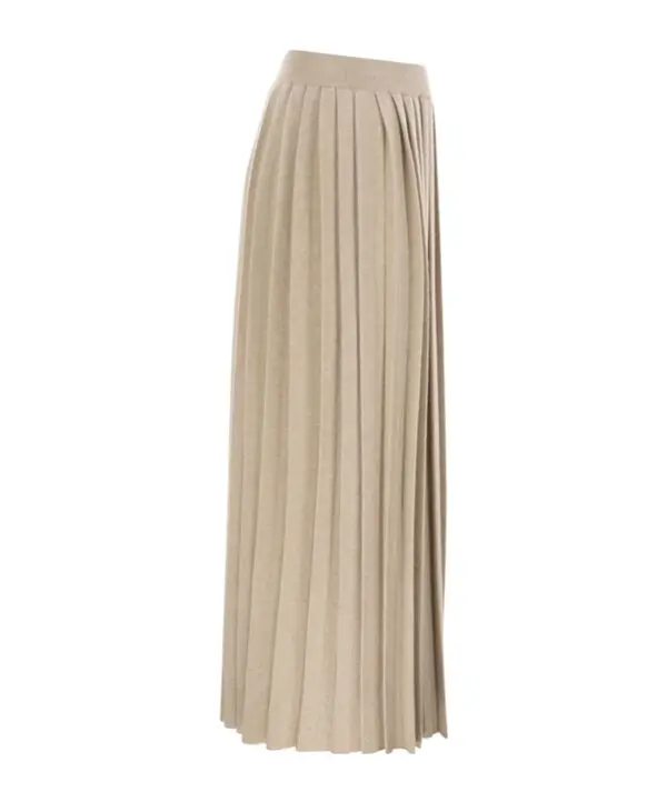 Fabiana Filippi Pleated Knit Maxi Skirt - Nude
