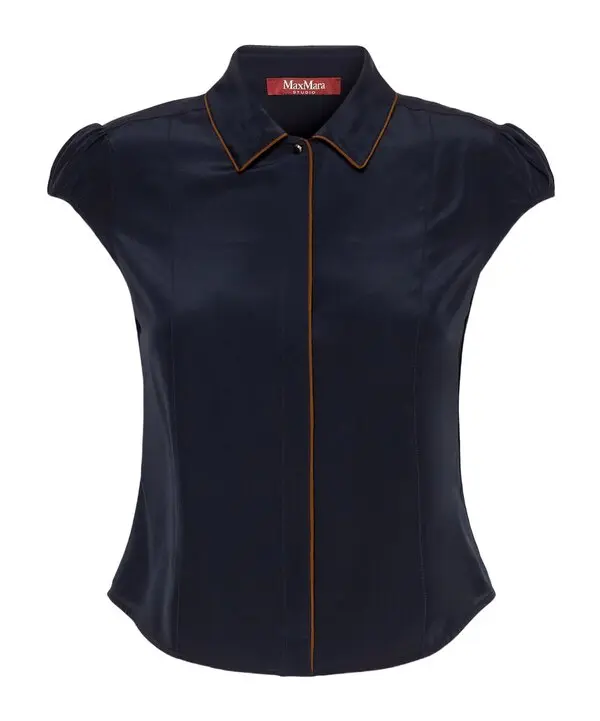 Max Mara Crepe De Chine Shirt - Navy Blue