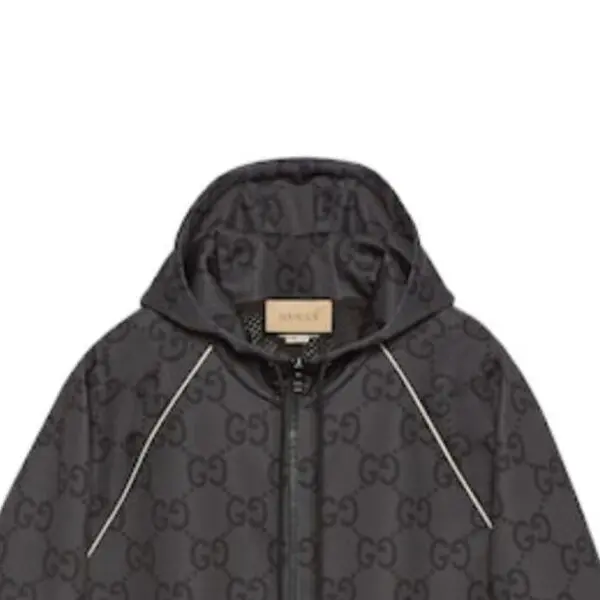 Gucci Jumbo Gg Zip Jacket With Web 'grey Dark Grey