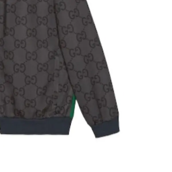 Gucci Jumbo Gg Zip Jacket With Web 'grey Dark Grey