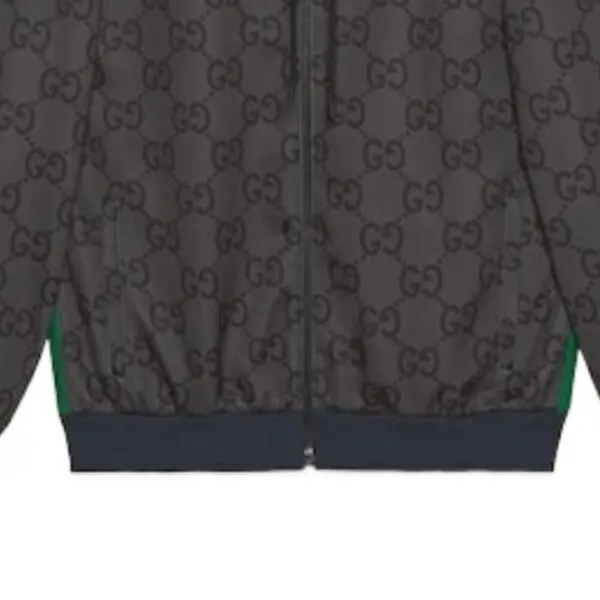 Gucci Jumbo Gg Zip Jacket With Web 'grey Dark Grey