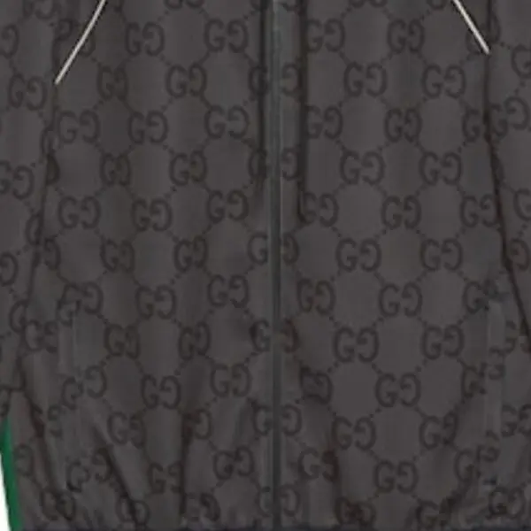 Gucci Jumbo Gg Zip Jacket With Web 'grey Dark Grey