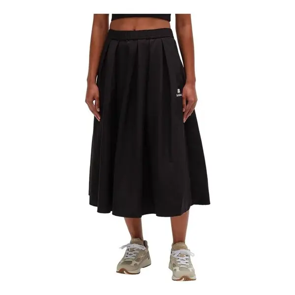 NEW BALANCE Pleated Midi Skirt With Logo Detail - Caviar