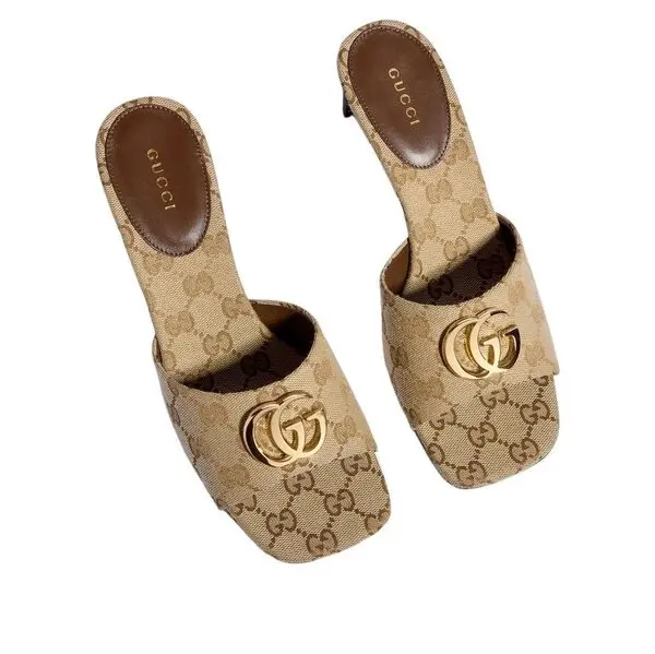 Gucci Slide Sandal With Double G - Sand/dark Brown