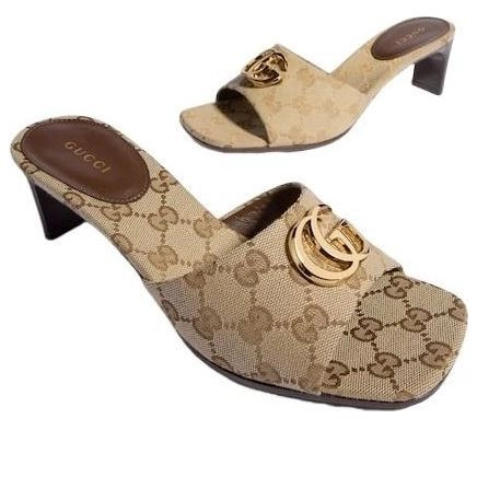 Gucci Slide Sandal With Double G - Sand/dark Brown