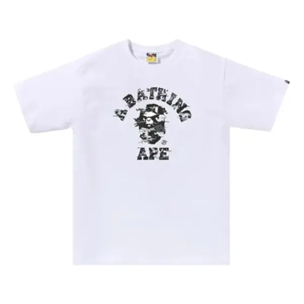 A BATHING APE Multi Pixel Camo College T-shirt 'white Black - White/black