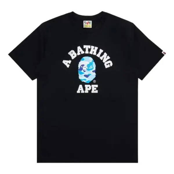 A BATHING APE Abc Camo College T-shirt 'black Blue - Black/blue