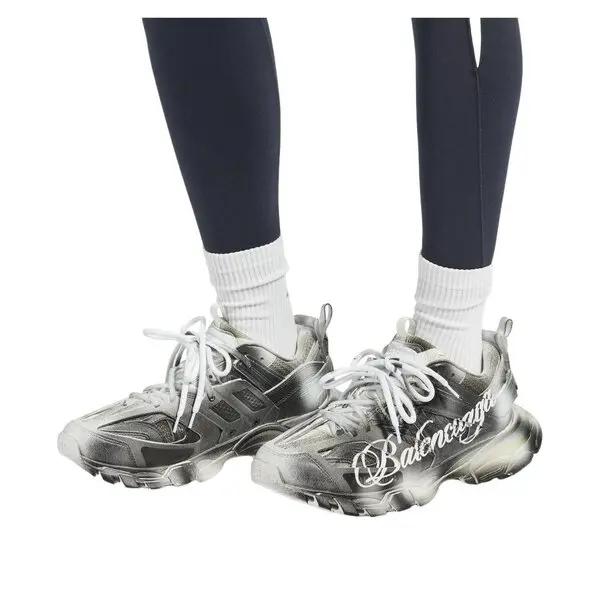 Balenciaga Track Stencil Logo Sneaker - Black/white