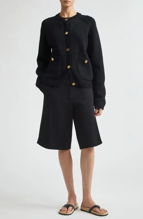 TOTEME Hammered Button Organic Cotton Cardigan - Black