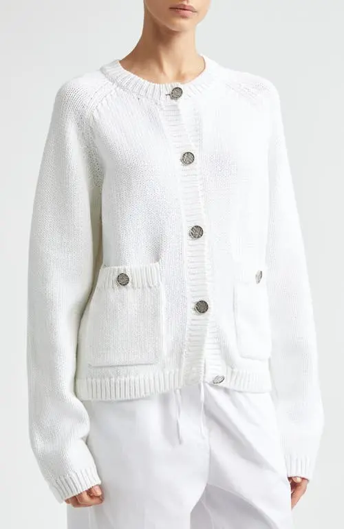 TOTEME Hammered Button Organic Cotton Cardigan