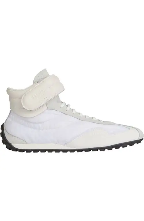 Balmain Racing Mid-top Trainers In Nylon And Leather - White