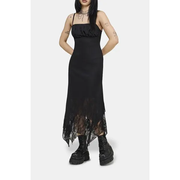 DISTURBIA Druella Lace Cami Midaxi Dress - Black