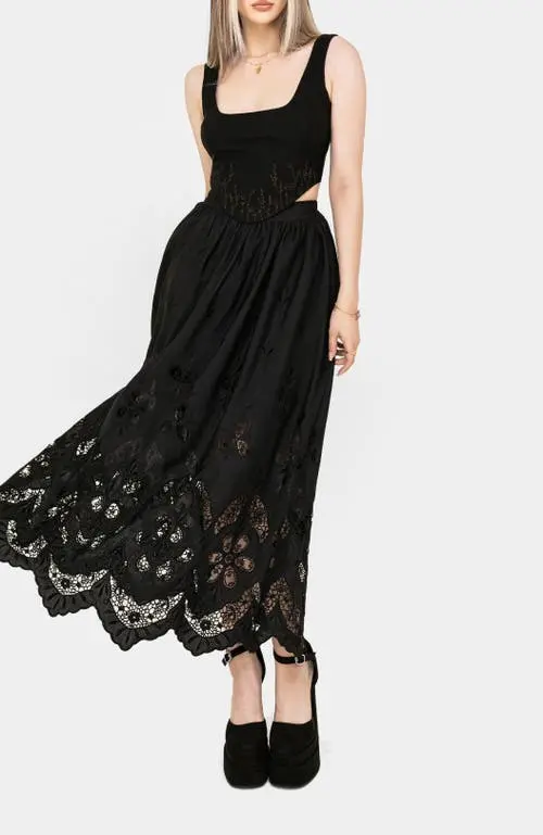 DISTURBIA Maple Broderie Hem Maxi Skirt
