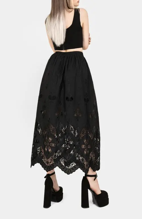 DISTURBIA Maple Broderie Hem Maxi Skirt