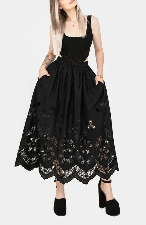 DISTURBIA Maple Broderie Hem Maxi Skirt