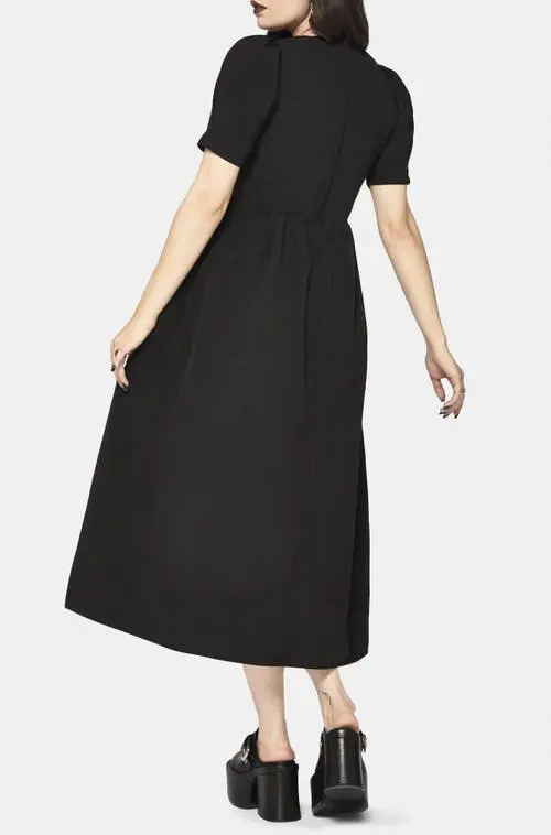 DISTURBIA Brae Wrap Centipede Button Midi Dress