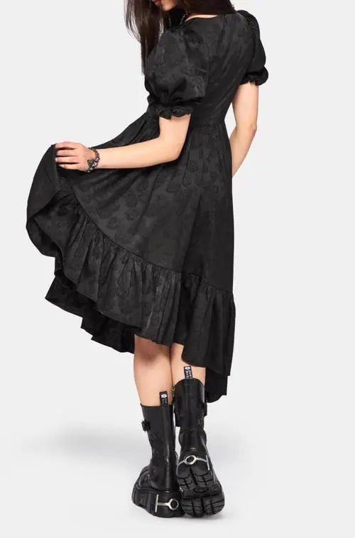 DISTURBIA Elaria Jacquard Asymmetrical Midi Dress