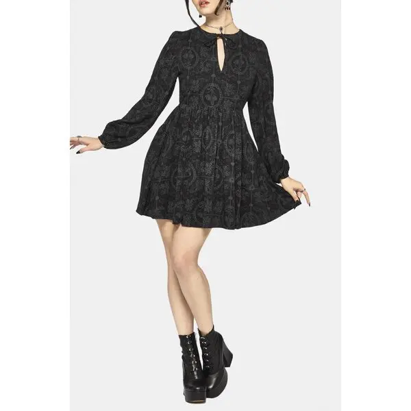 DISTURBIA Cameo Floral Tie Neck Mini Dress