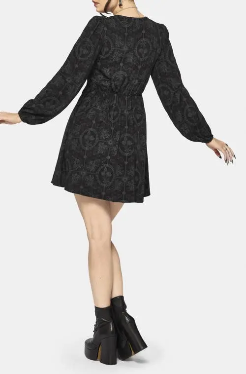 DISTURBIA Cameo Floral Tie Neck Mini Dress