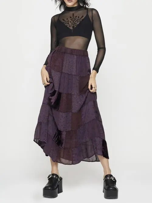 DISTURBIA Mabel Floral Patchwork Skirt