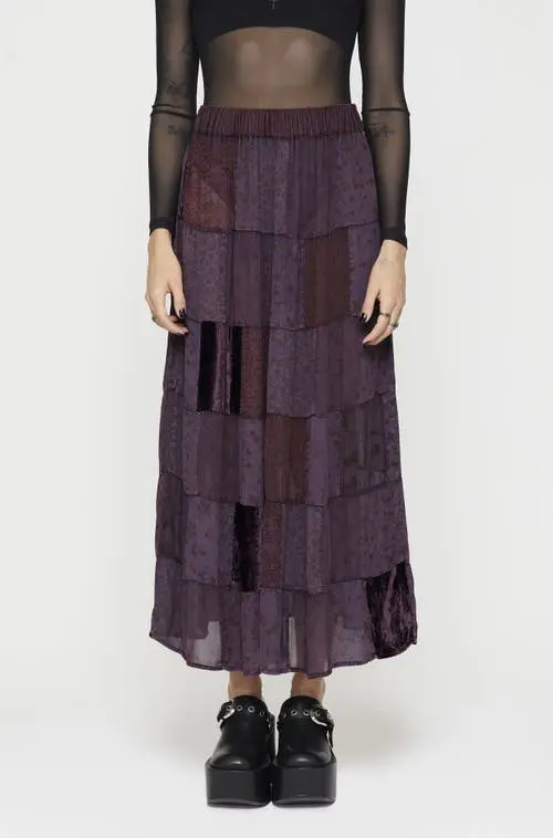DISTURBIA Mabel Floral Patchwork Maxi Skirt