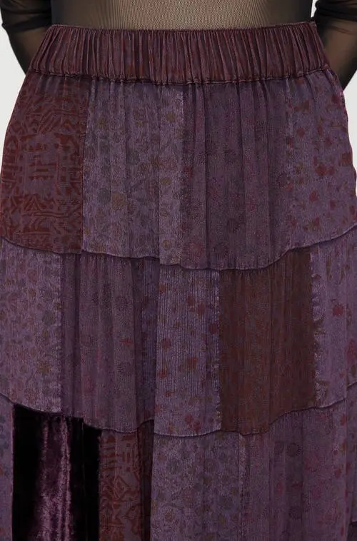 DISTURBIA Mabel Floral Patchwork Maxi Skirt