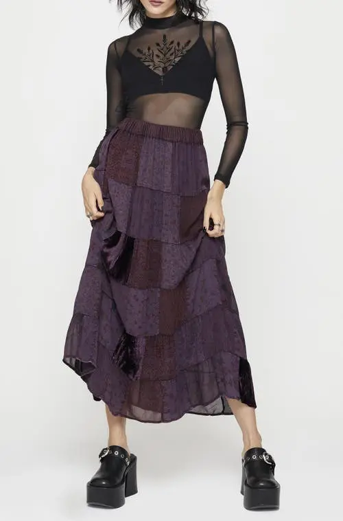 DISTURBIA Mabel Floral Patchwork Maxi Skirt