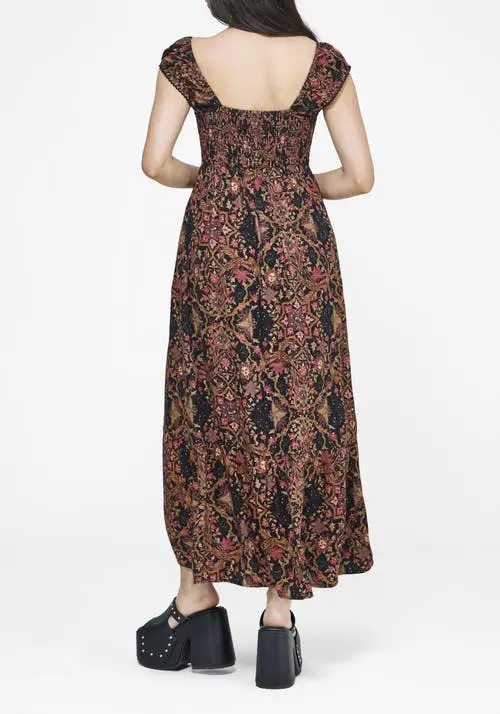 DISTURBIA Mythos Print Milkmaid Smock Midaxi Dress