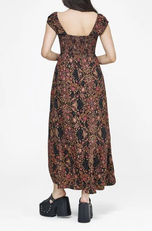 DISTURBIA Mythos Print Milkmaid Smock Midaxi Dress
