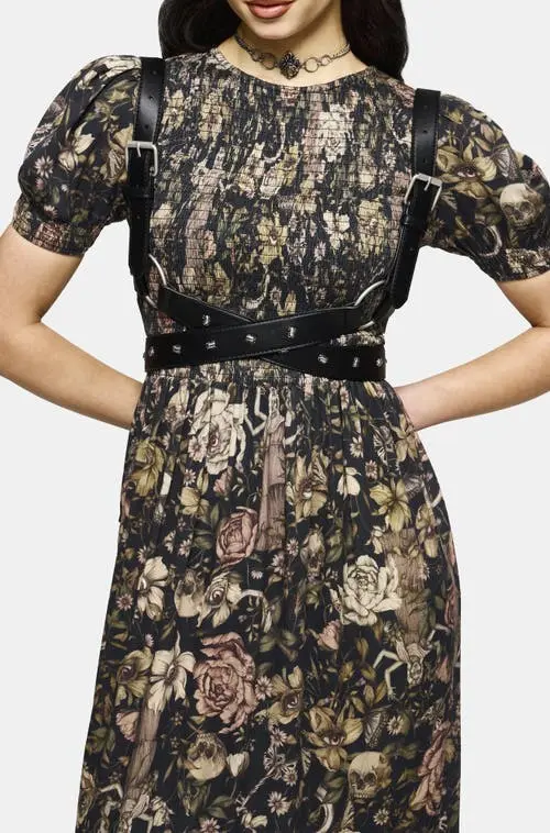 DISTURBIA Triple Goddess Tiered Shirred Maxi Dress