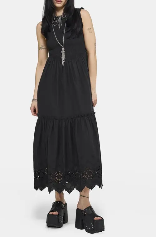 DISTURBIA Noirette Broderie Midi Dress