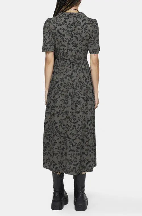 DISTURBIA Floral Midi Shirt Dress