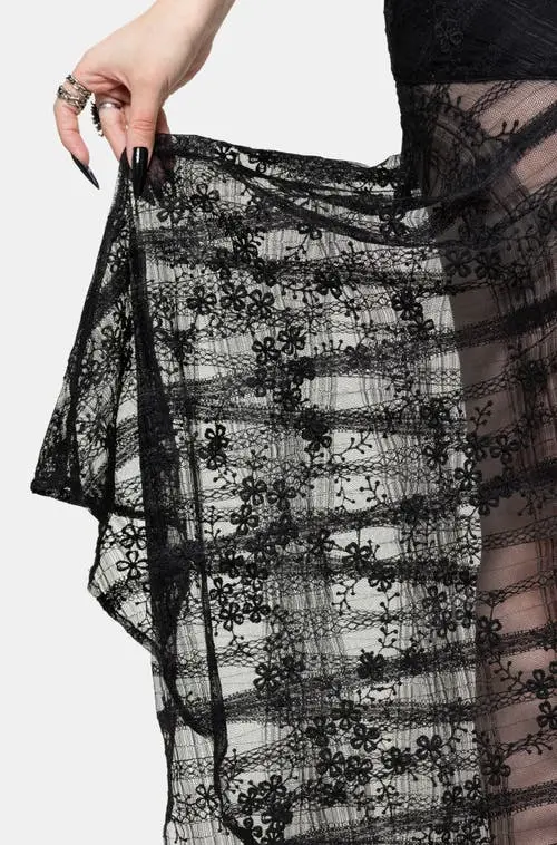 DISTURBIA Lucie Lace Asymmetric Hanky Maxi Skirt