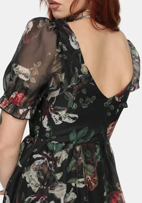 DISTURBIA Anara Fruit Print Tiered Gown