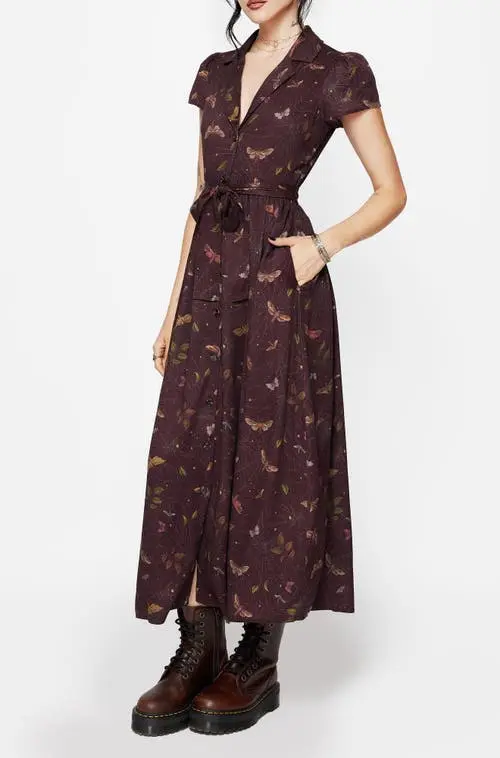 DISTURBIA Celia Moth Printed Shirt Dress