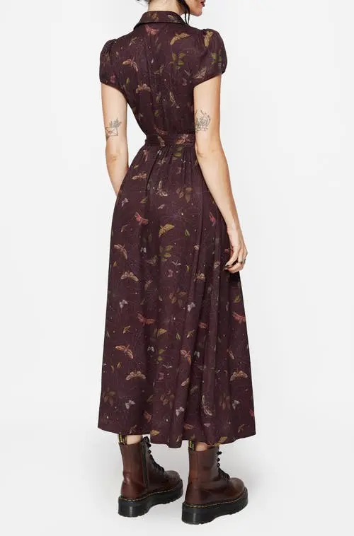 DISTURBIA Celia Moth Printed Shirt Dress