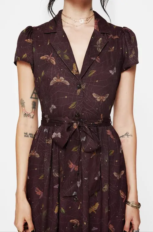 DISTURBIA Celia Moth Printed Shirt Dress