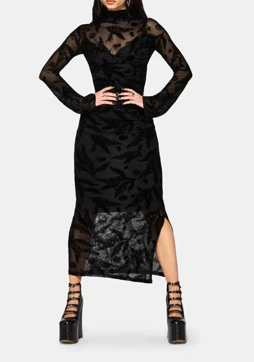 DISTURBIA Cimora Dandelion Flocked Maxi Dress