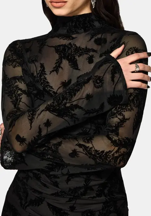 DISTURBIA Cimora Dandelion Flocked Maxi Dress