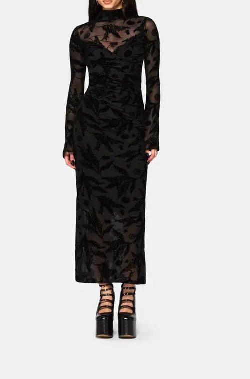DISTURBIA Cimora Dandelion Flocked Maxi Dress
