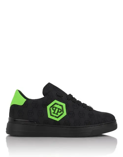 Philipp Plein Jacquard Monogram Low-top Sneakers - Black+greenfluo
