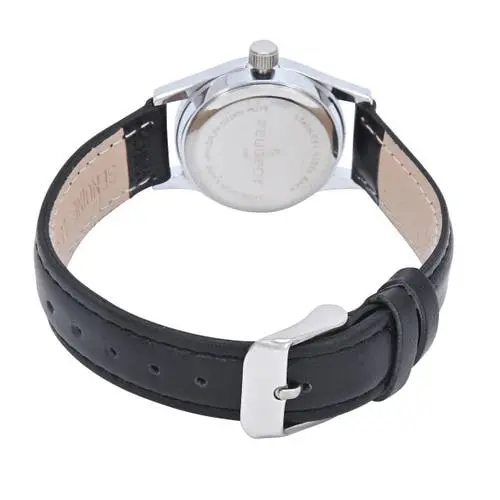 PEUGEOT The Clara" Leather Watch With Calendar - White