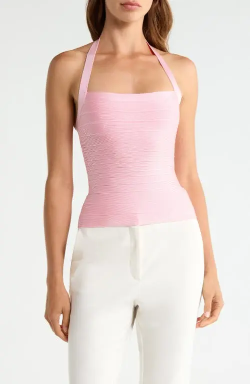House Of Cb Silhouette Halter Neck Bandage Top - Pink