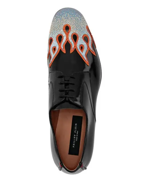 Philipp Plein Lace Up Shoes Strass Flame