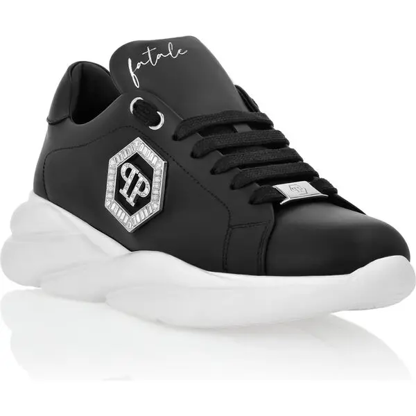 Philipp Plein Nappa Leather Runner Crystal Fatale - Black