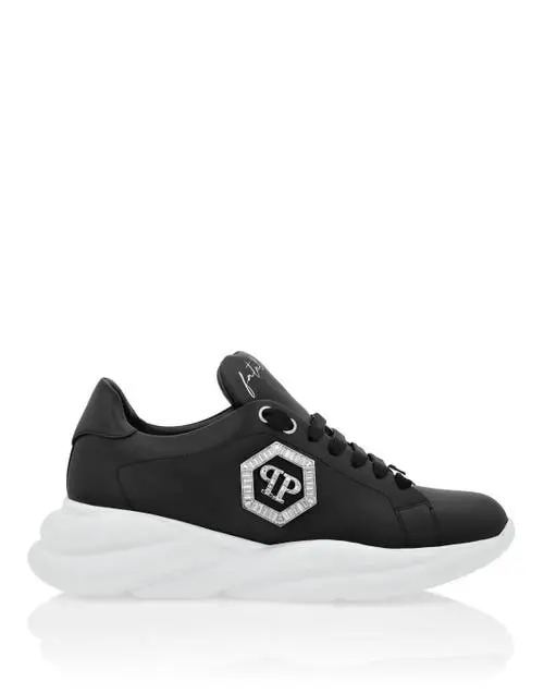 Philipp Plein Nappa Leather Runner Crystal Fatale - Black