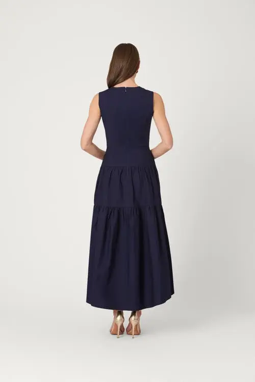 Shoshanna Midnight Embellished Cotton Faille Skylar Dress